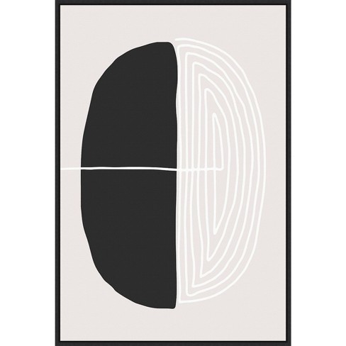 23" X 33" Black And White Oval By Incado Framed Canvas Wall Art Print ...