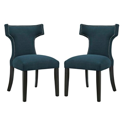Set Of 2 Curve Dining Chair Vinyl Black - Modway : Target