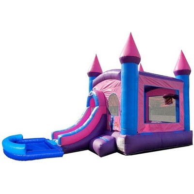 Pogo Bounce House Crossover Kids Inflatable Water Slide, Pink With ...