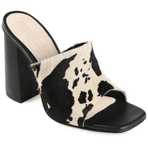 Journee Signature Womens Genuine Leather Deena Slip On Block Heel Open ...