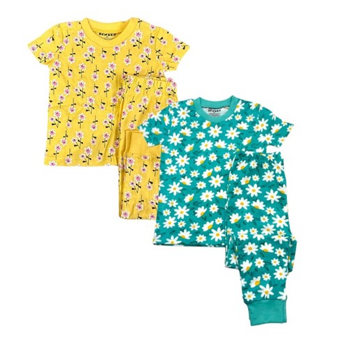 Yellow Flowers/sunflowers 2 Pack Kids Shortsleeve Pajama Sets : Target