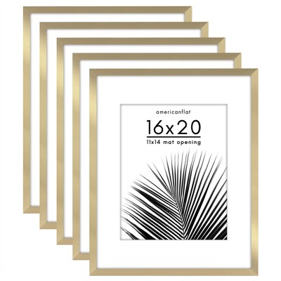 Americanflat 5 Pack Of 16x20 Frames With 11x14 Mat - Plexiglass Cover ...