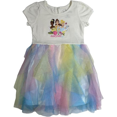 Disney Toddler Girl's Princess Short Sleeve Casual Tulle Dress, Off ...