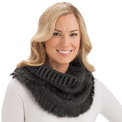 Collections Etc Soft Winter Infinity Fringe Scarf Black : Target