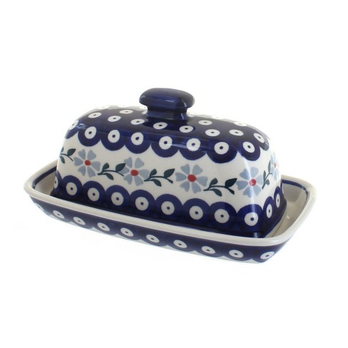 Blue Rose Polish Pottery Blue Violet Butter Dish : Target