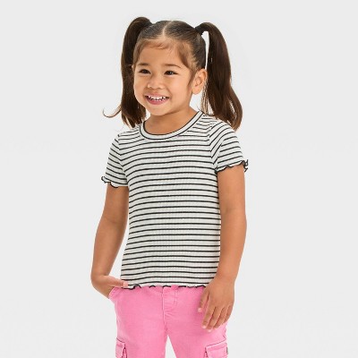 Toddler Girls' Short Sleeve Striped T-shirt - Cat & Jack™ Black 12m ...