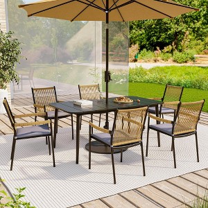 LAUSAINT HOME 7 Pieces Outdoor Patio Dining Set, Wicker Rattan ...