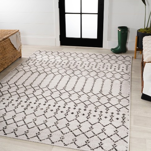 8' X 10' Ourika Moroccan Geometric Textured Weave Indoor/outdoor Area ...