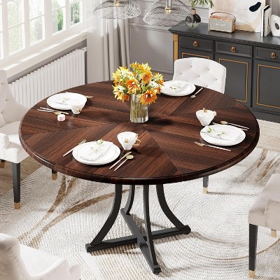 Tribesigns 47-inch Wood Round Dining Table With Metal Pedestal Base ...