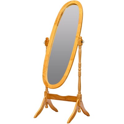 Legacy Decor Oak/beige Finish Wood Rectangular Cheval Floor Mirror Free ...