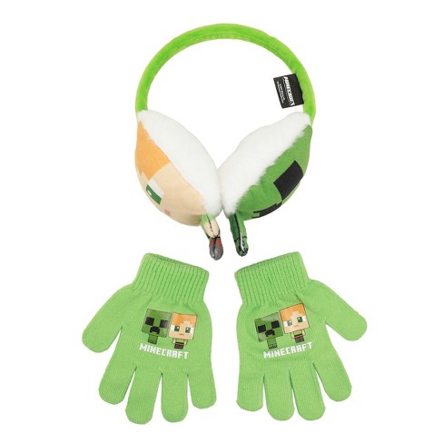 Minecraft Chibi Creeper & Alex 2-piece Ear Muffs & Magic Gloves Set ...