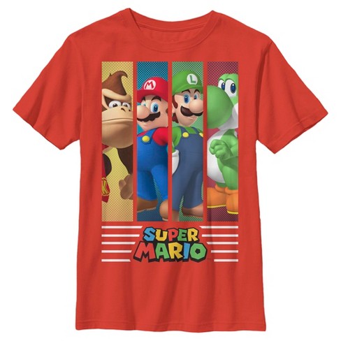 Boy's Nintendo Super Mario Character Panels T-shirt - Red - Large : Target