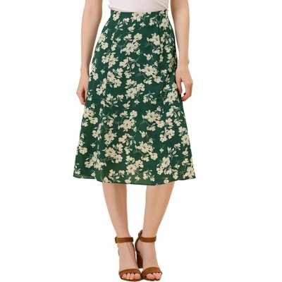 Inspire Chic Women's Print Floral Peasant Elastic Waist A-line Midi ...