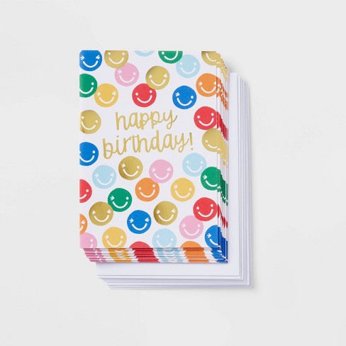 10ct Happy Birthday! Smiley Cards - Spritz™ : Target