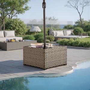 HOMLUX All-Weather Wicker Rattan Umbrella Bases Stands Outdoor Coffee ...