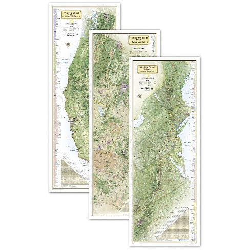 National Geographic Triple Crown Of Hiking Map, In Gift Box, 18 X 48 ...