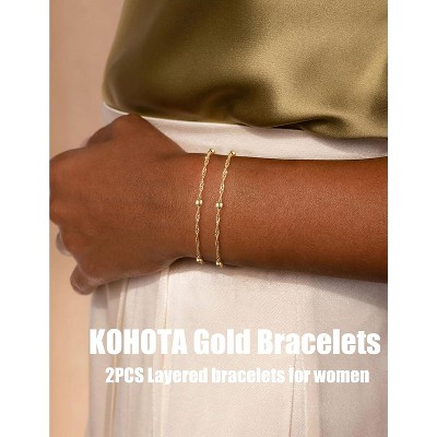 Gold Bracelets for Women Trendy 14K Gold Plated Bracelet for Women Non ...