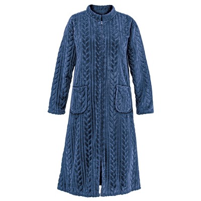 Pavilia Womens Housecoat Zip Robe, Fleece Zipped Up Front Bathrobe ...