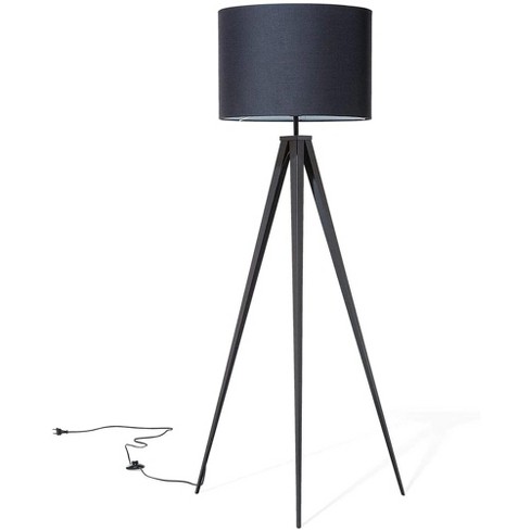 Modern Home Black Metal Tripod Director Floor Lamp With Jute Shade ...