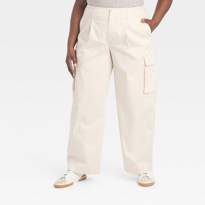 Women's High-rise Wide Leg Cargo Pants - A New Day™ Cream 26 : Target