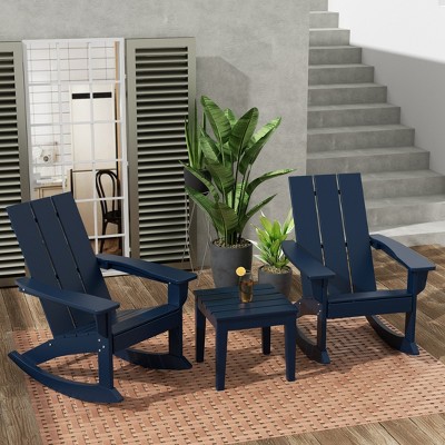 Westintrends 3 Piece Set Outdoor Modern Rocking Chairs With Square Side ...