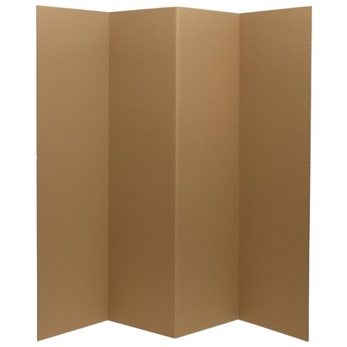 6" Cardboard Room Divider 4 Panel Brown - Oriental Furniture: Privacy ...