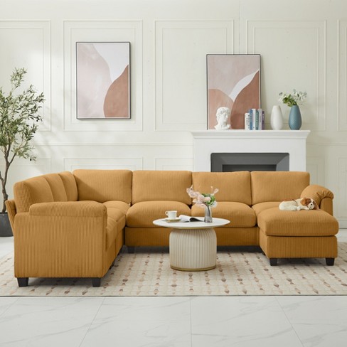 Hyleory 115" Corduroy Oversized Modular Sectional Sofa, U Shaped Couch ...