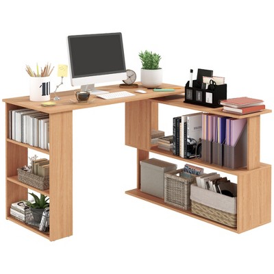 Homcom 360° Rotating Home Office Desk L Shaped Corner Computer Desk ...