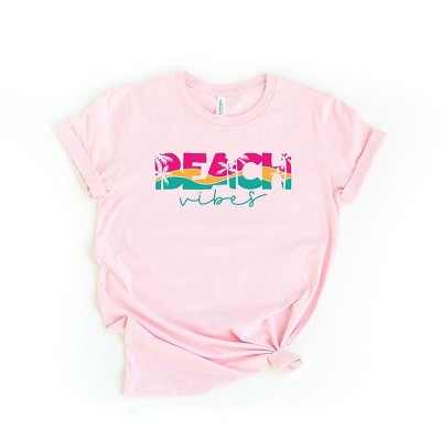 Simply Sage Market Women's Beach Vibes Colorful Palm Trees Short Sleeve ...