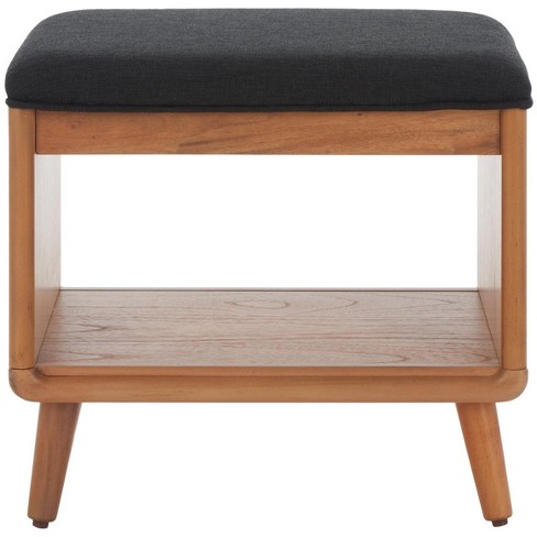Solo Open Shelf Bench W/ Cushion - Black/natural - Safavieh : Target