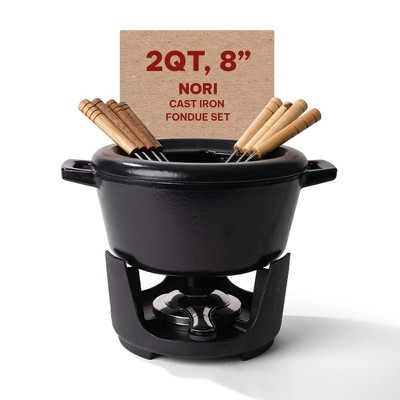 Gibson Our Table 13 Piece Enameled Cast Iron Fondue Pot Set In Sycamore ...