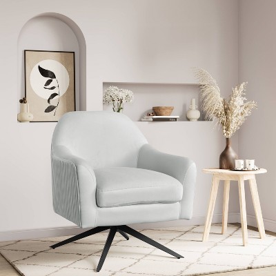 Lifestyle Solutions Fargo Swivel Accent Chair: Metal Base, Tufted Back ...