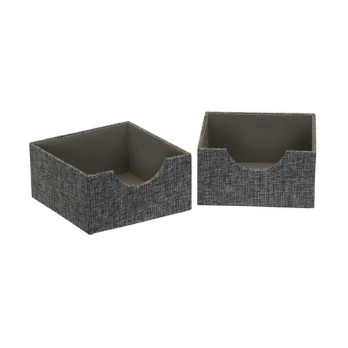 Household Essentials Set Of 2 Square Drawer Trays Graphite Linen ...