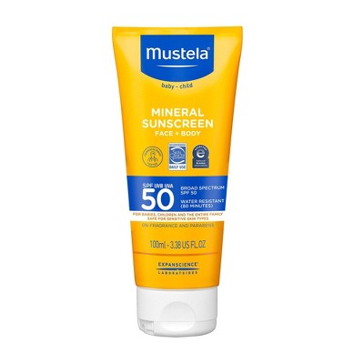Mustela Fragrance Free Mineral Baby Sunscreen Lotion Spf 50 - 3.38 Fl ...