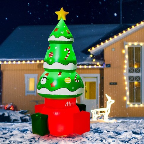 5.6 Ft Christmas Inflatable Tree Blow Up Xmas Trees With Multicolor Led ...