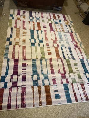 5'x7' Modern Irregular Checkered Rug Ivory/multi - Threshold™ : Target