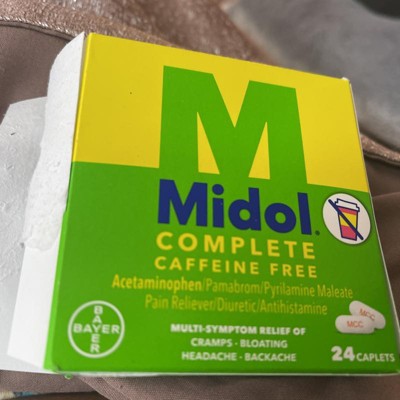Midol Complete Menstrual Relief Acetaminophen Caffeine Free Caplets ...