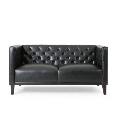 Rockney Contemporary Upholstered Tufted Loveseat Cognac Brown/brown ...
