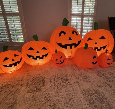 Costway 7.5' Halloween Inflatable 7 Pumpkins Patch W/led Light Outdoor ...