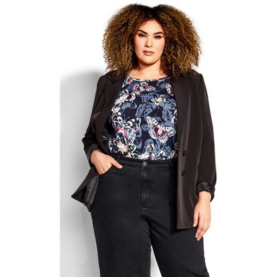 Avenue | Women's Plus Size Casey Smock Print Tunic - Navy - 18w : Target