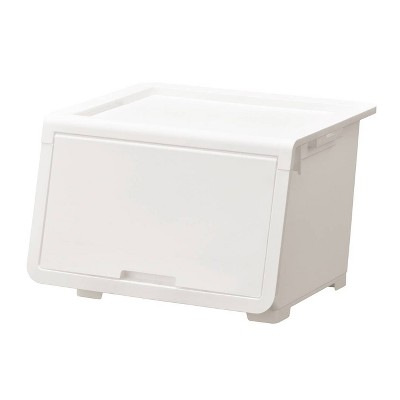 JEJ Astage Decorative Modular Flip Open Storage Bin Medium White : Target