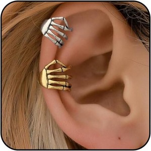 Skeleton Hand Ear Cuffs & Clip-On Earrings - Dramatic Halloween Costume ...