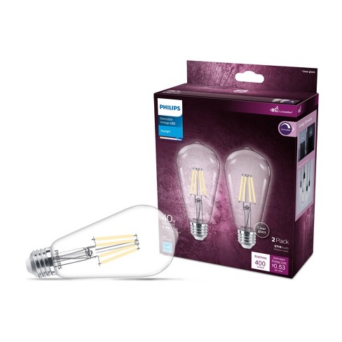 Philips Led 40w Clear St19 Daylight: E26 Edison Bulb, 5000k, Dimmable, Energy Star, 400 Lumens ...
