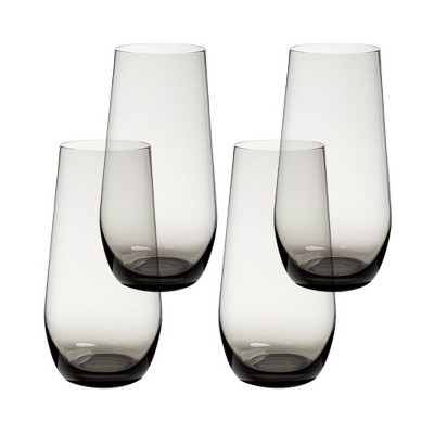 over&back set of 4 19oz Tall Stemless Mouth-Blown Glasses Smoke ...
