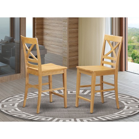 Homestock Counter Bar Stool-pub Height Wooden Chairs, Set Of 2, Oak ...
