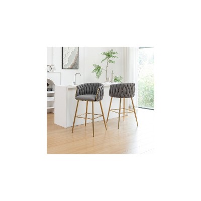 HomeStock 24.3 in. H Dark Gray Finish High Back Metal Bar Stool with ...
