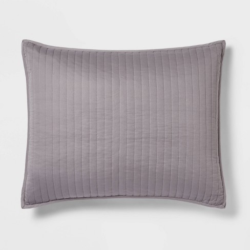 Standard Washed Cotton Sateen Quilt Sham Dark Gray - Threshold™: 250 ...