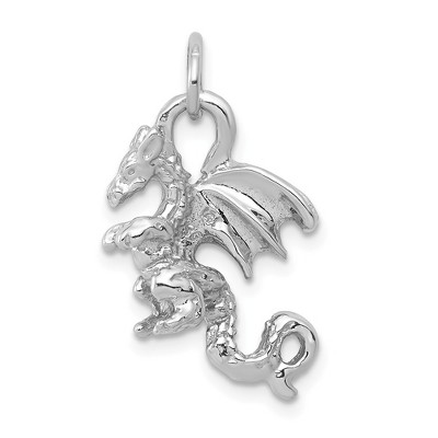 Black Bow Jewelry 14k White Gold Small 3d Winged Dragon Charm : Target