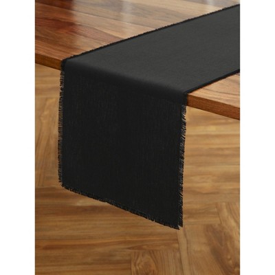 Solino Home Linen Fringe Table Runner Black 14 X 90 Inches : Target