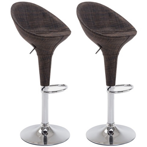 Homcom Adjustable Bar Stools Set Of 2, Rattan Bar Height Barstools With ...